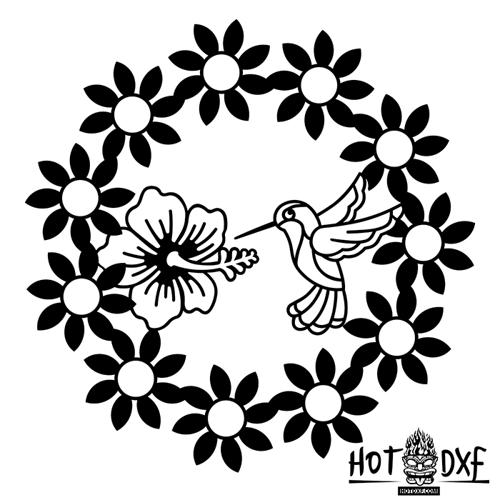 HOTDXF-PS-0342 – HUMMINGBIRD FLOWER FREE DXF FILE